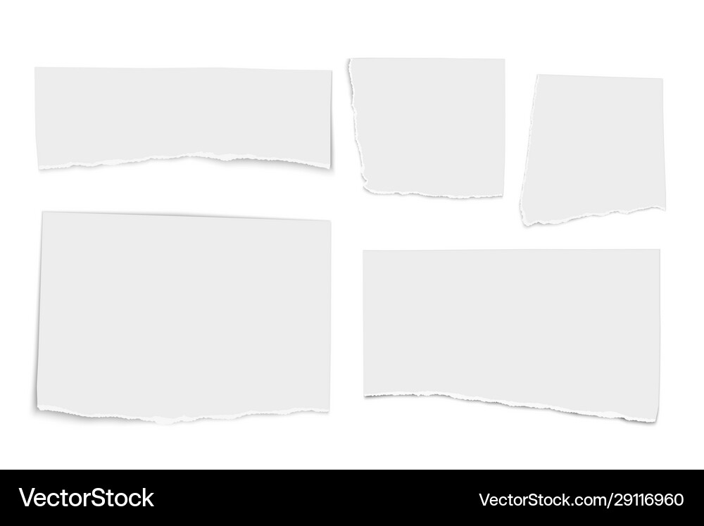 Set white paper tears isolated Royalty Free Vector Image
