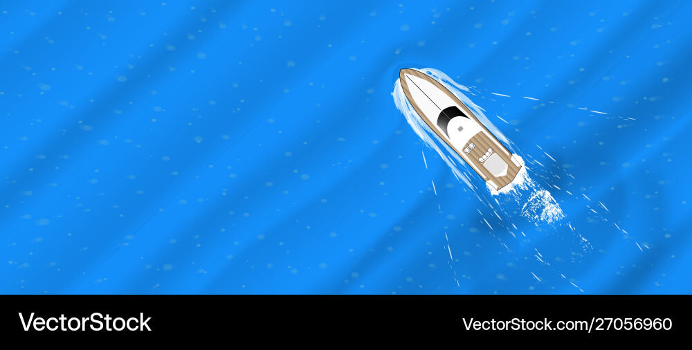 Yacht floats top view Royalty Free Vector Image