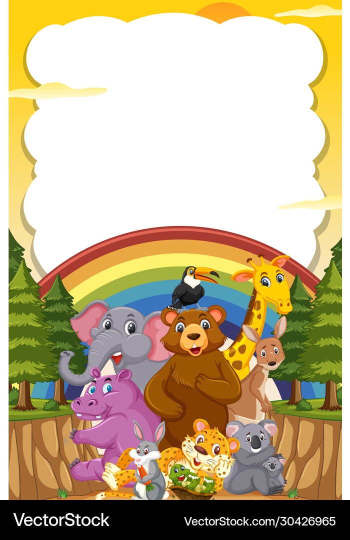 Animal Border Template with Wildlife Royalty Free Vector