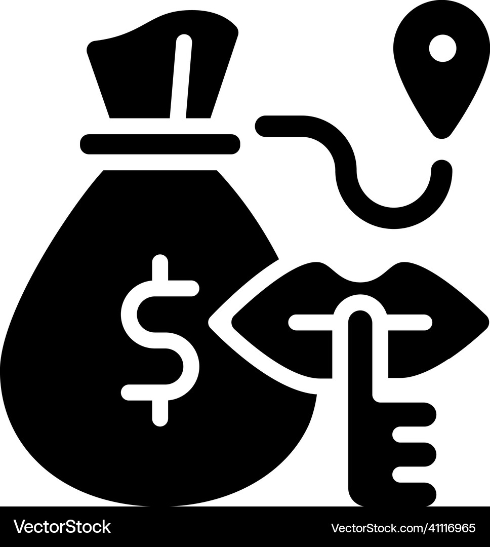 Bulk cash smuggling black glyph icon Royalty Free Vector