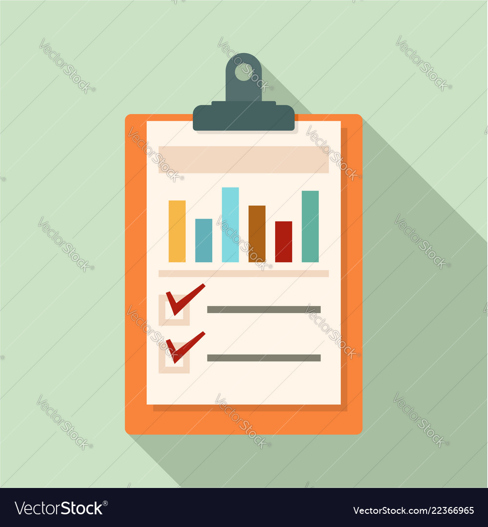 Checklist graph icon flat style Royalty Free Vector Image