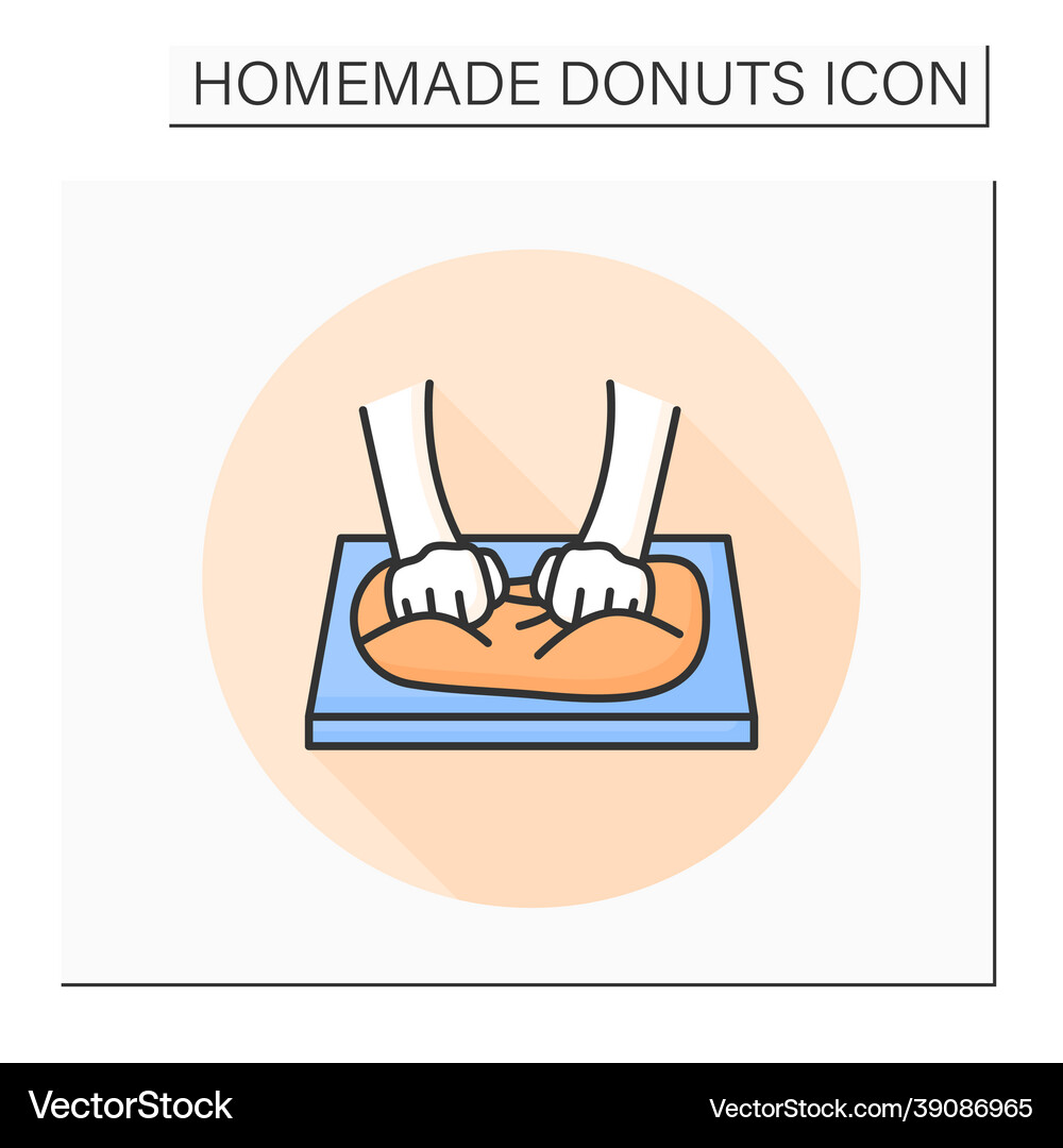 Dough kneading color icon Royalty Free Vector Image