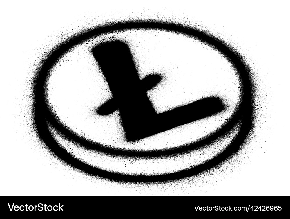 Graffiti litecoin coin in black over white Vector Image