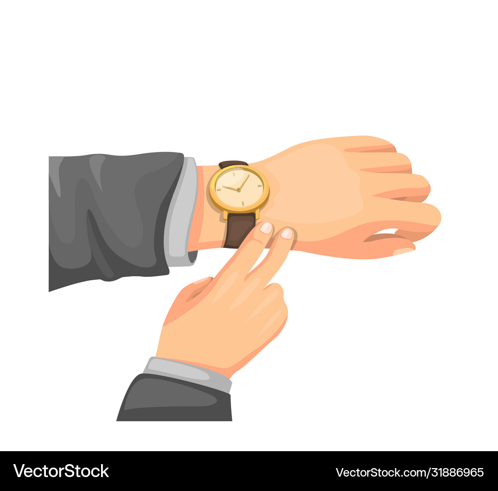 Hand check wristwatch office man checking to time Vector Image