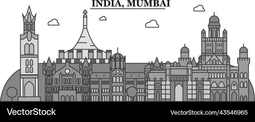 India mumbai 2 city skyline isolated Royalty Free Vector