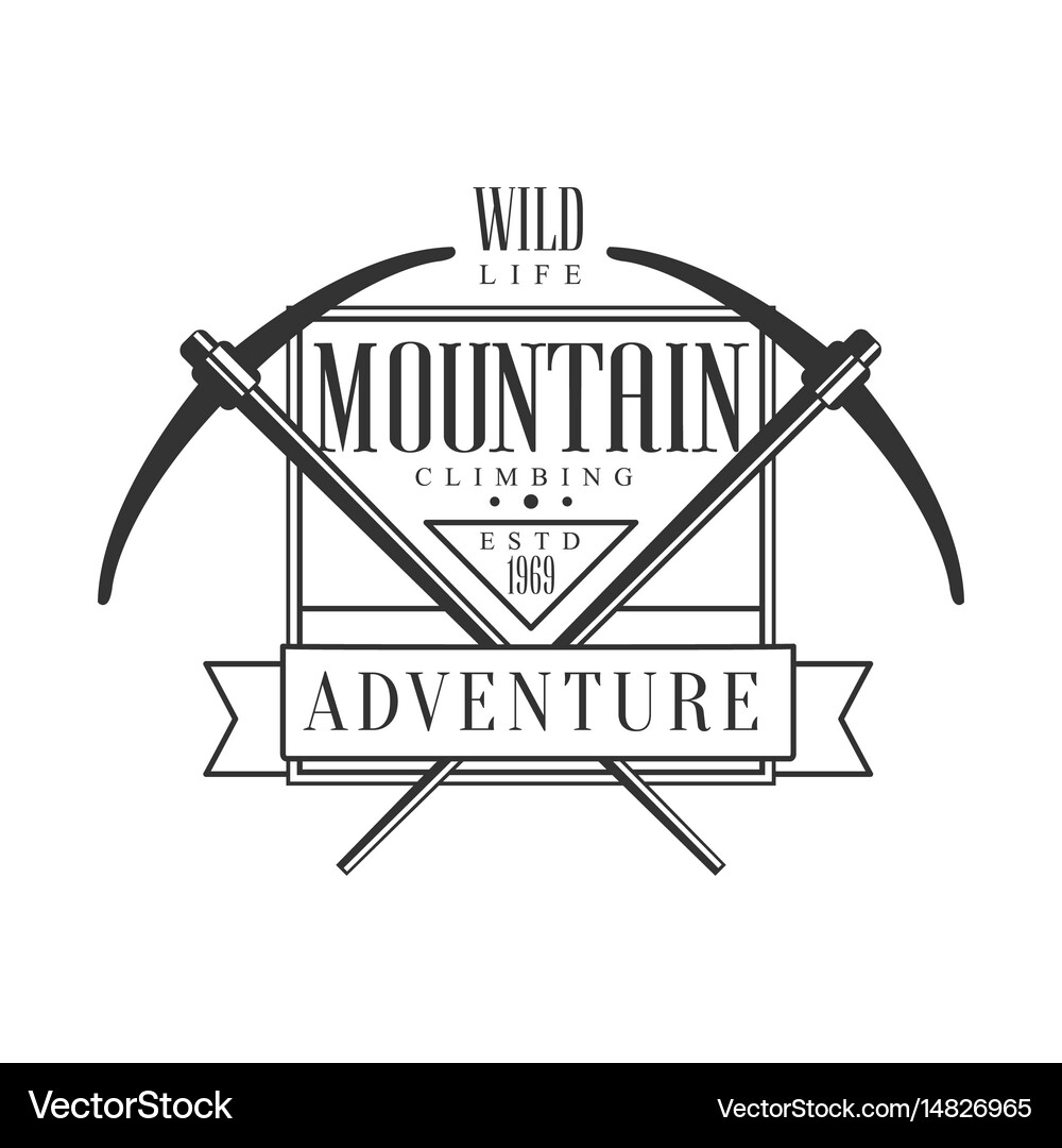 Mountain climbing adventure logo hiking Royalty Free Vector