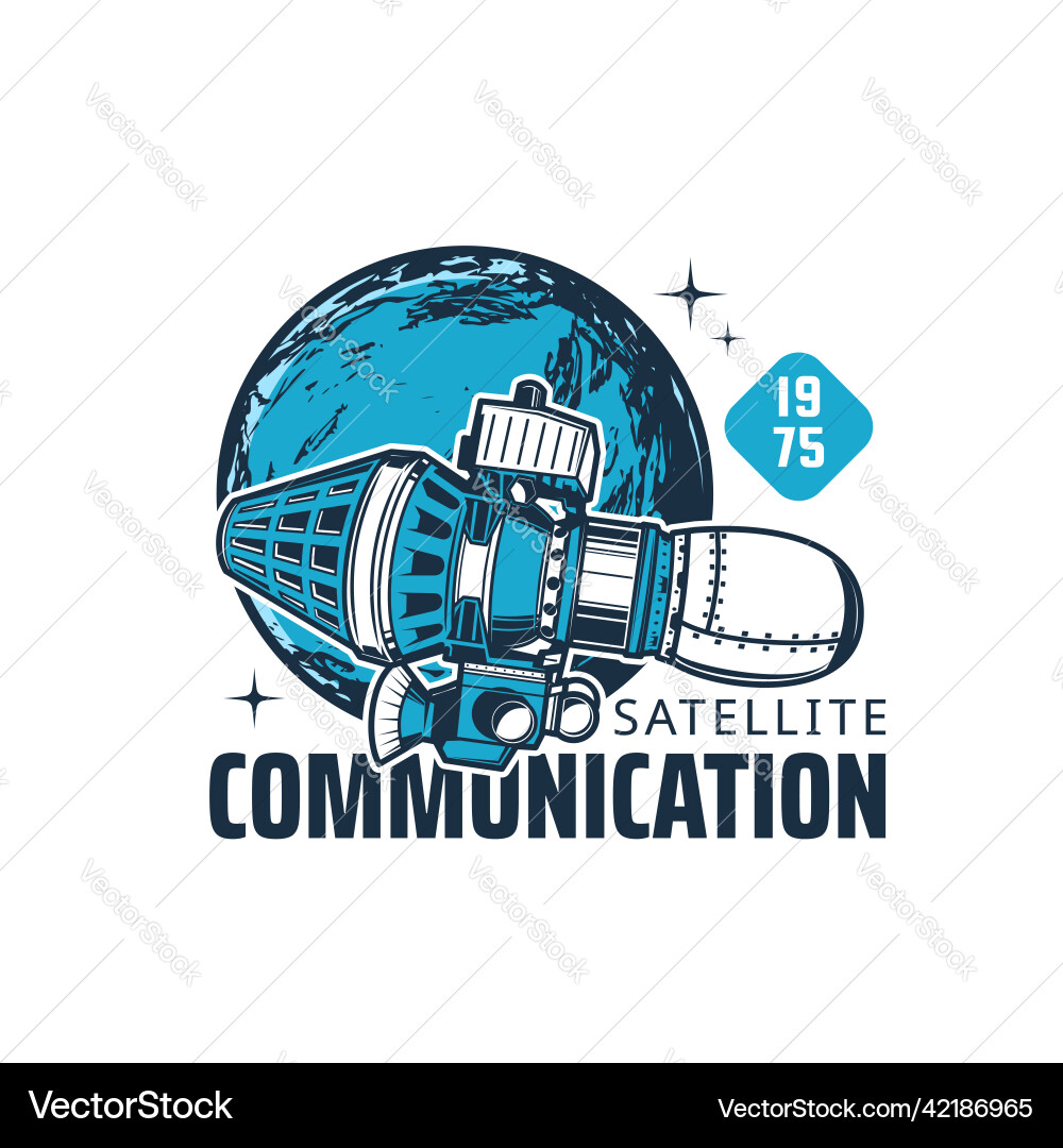 Telecommunication satellite near earth shuttle Vector Image