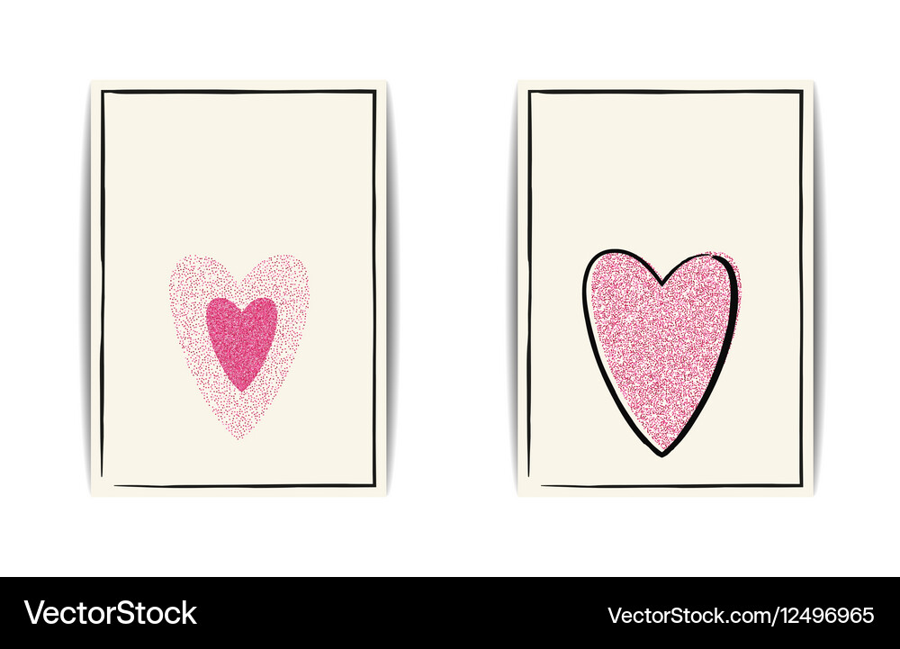Valentine template with pink glitter heart Vector Image