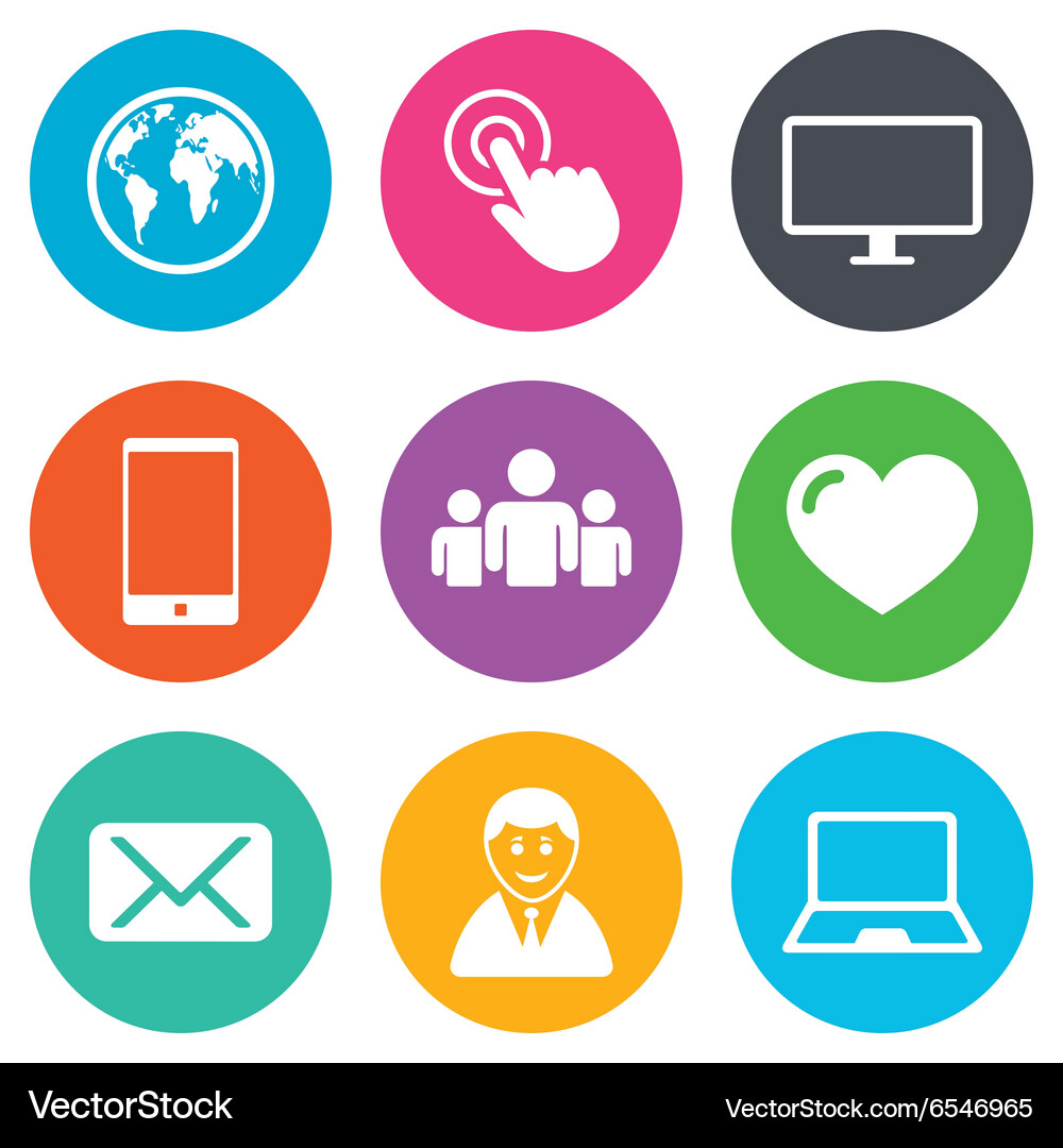 Web mobile devices icons share mail signs Vector Image