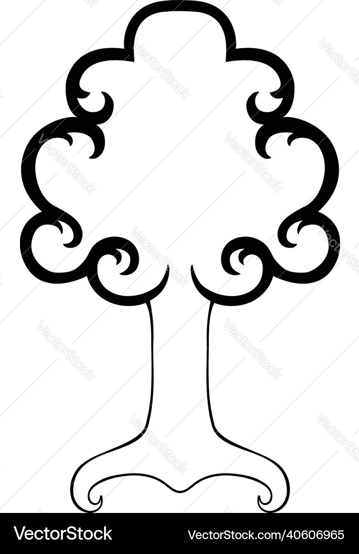 Wood stylized fairy tree for coloring Royalty Free Vector