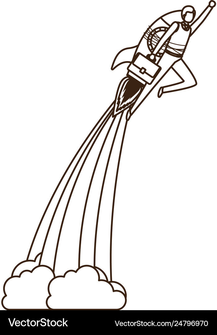 Businessman with rocket avatar character Vector Image