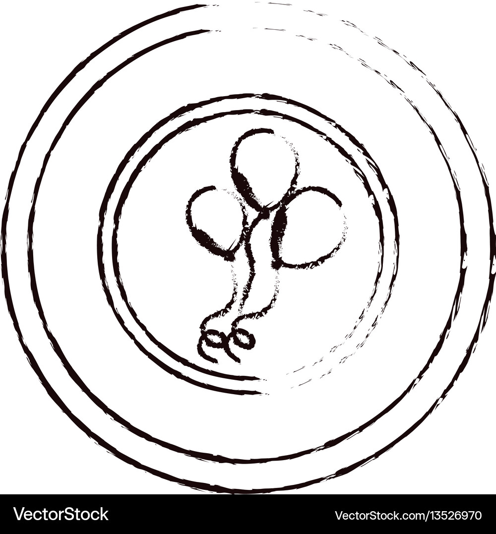 Figure round emblem with bolloons icon Royalty Free Vector