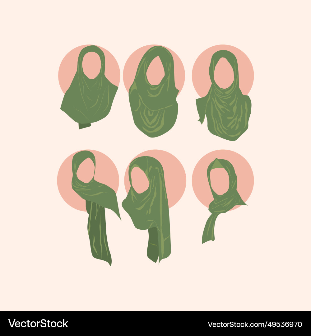 Hijab women set design Royalty Free Vector Image