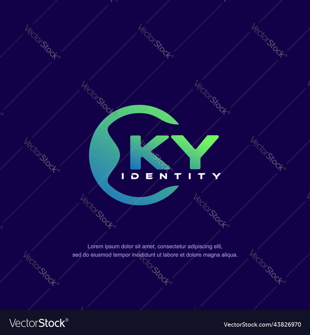 Ky Initial Letter Circular Line Logo Template Vector Image