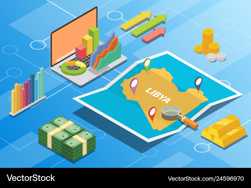 Libya isometric financial economy condition Vector Image