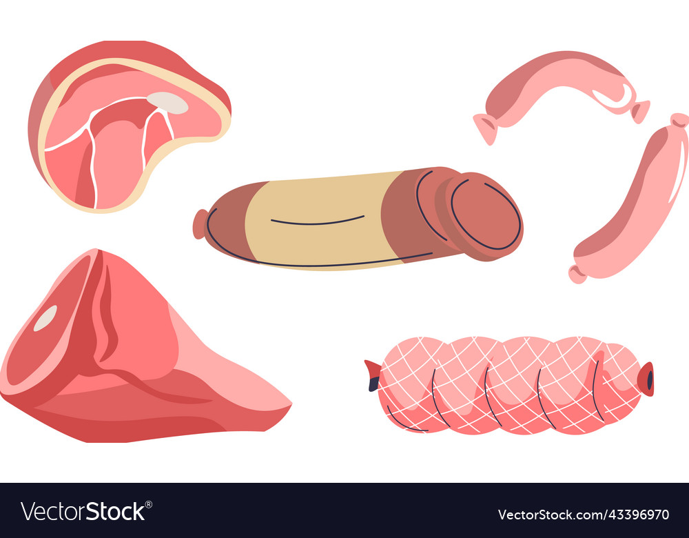 Meat Products Sausage And Pork Or Beef Royalty Free Vector