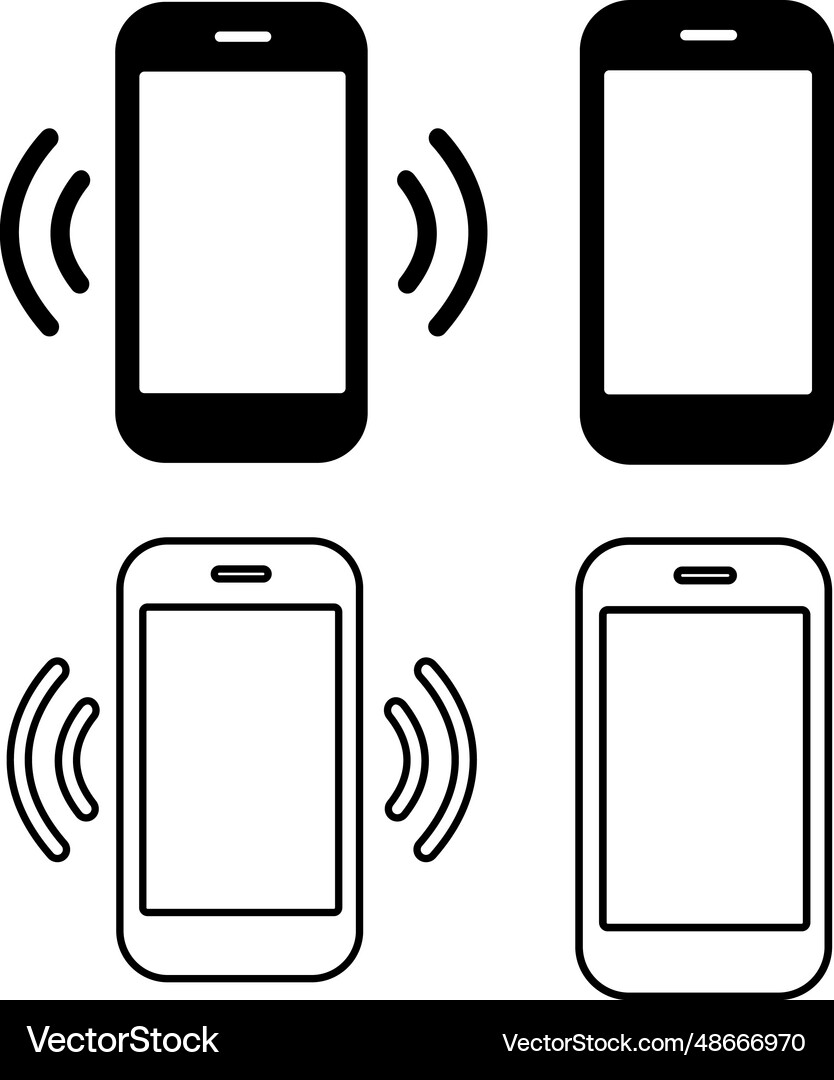 Phone icon set flat or line symbol smart Vector Image