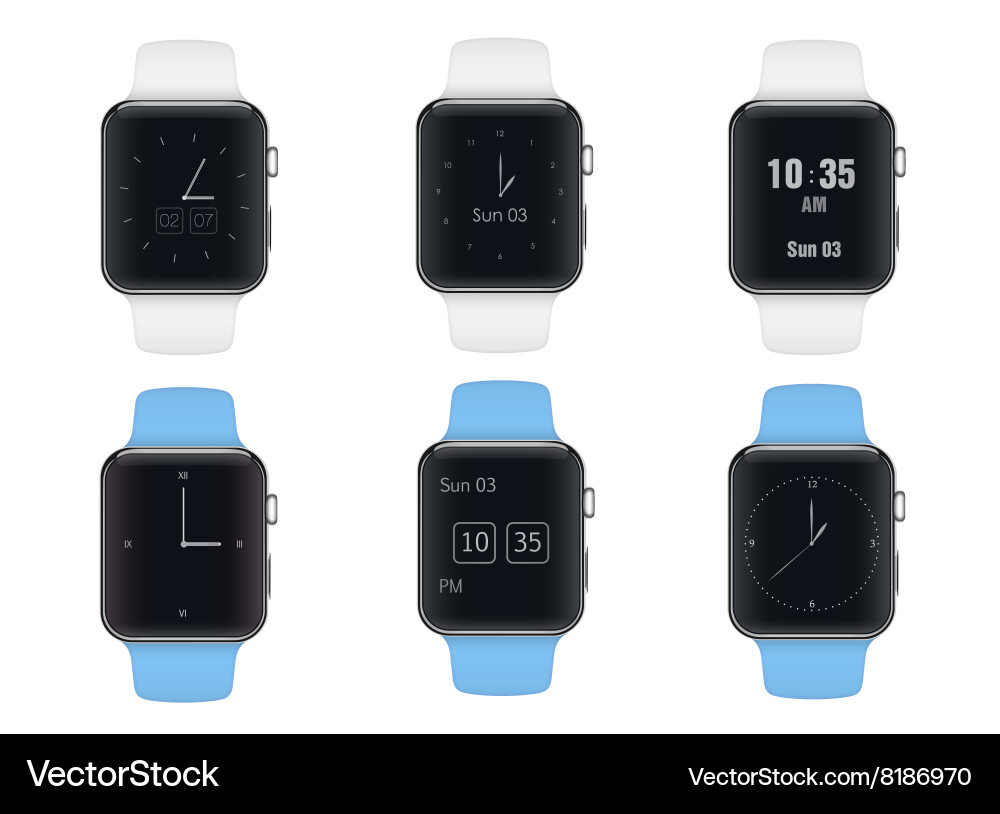 Set sport electronic smart watches Royalty Free Vector Image