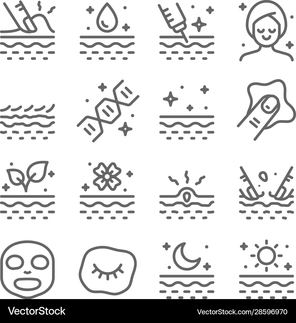 Skin care line icon set Royalty Free Vector Image
