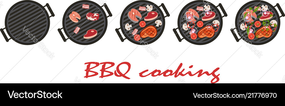 Stages of cooking bbq Royalty Free Vector Image