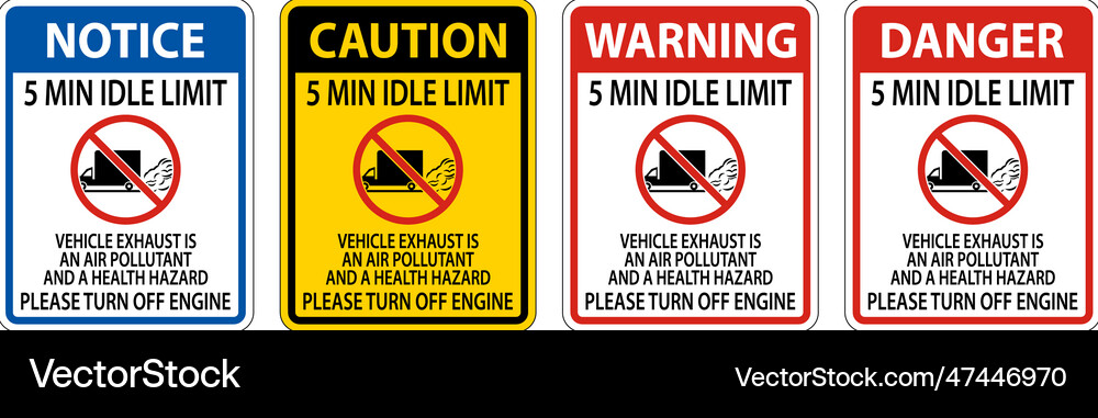 Warning 5 min idle limit sign on white background Vector Image
