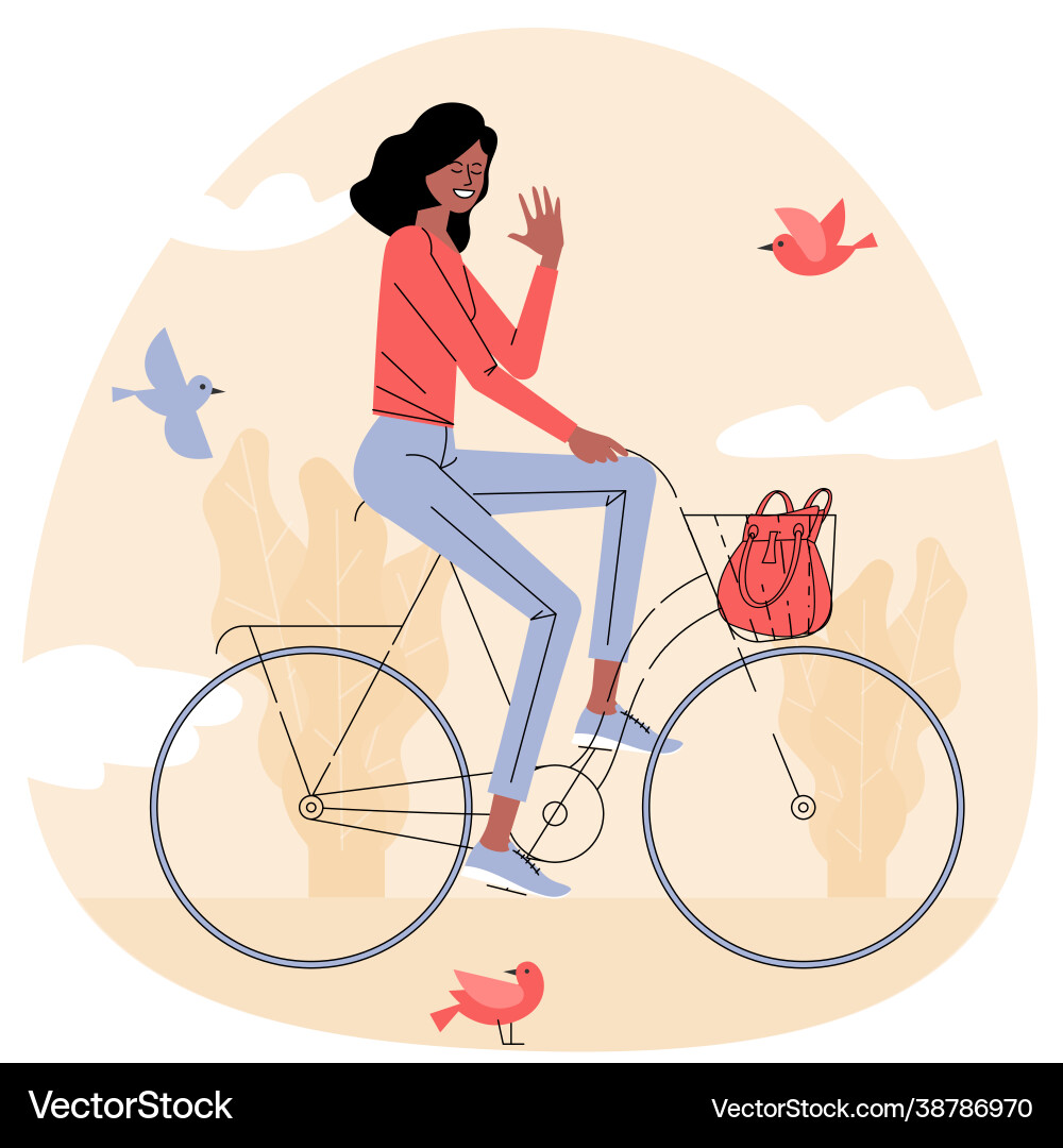 Woman riding bicycle Royalty Free Vector Image