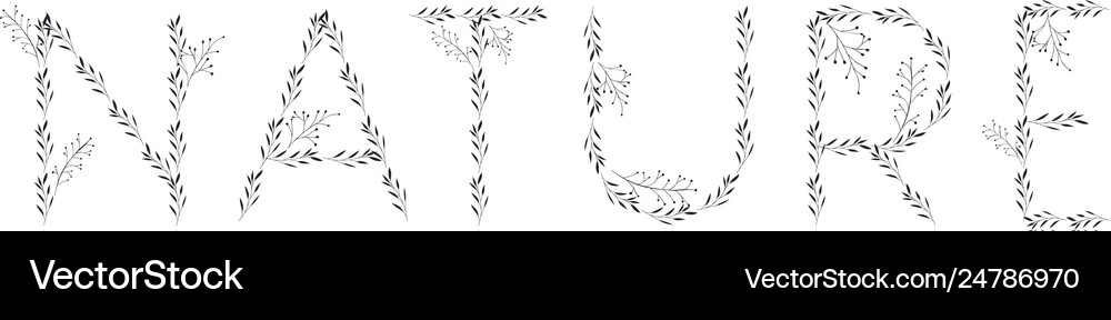 Word nature with leafs decoration Royalty Free Vector Image