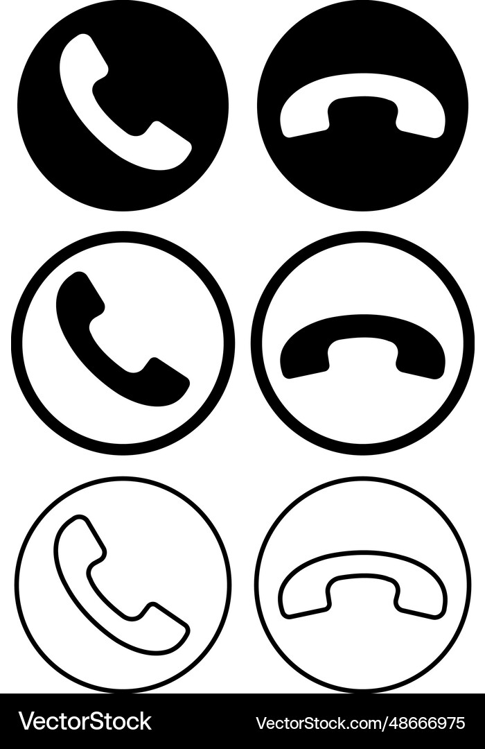 Call icons set phone dial symbols answer Vector Image