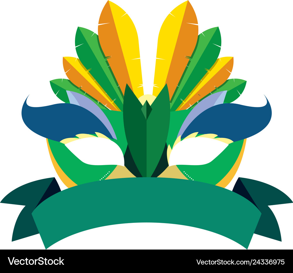 Carnival mask ribbon on white background Vector Image