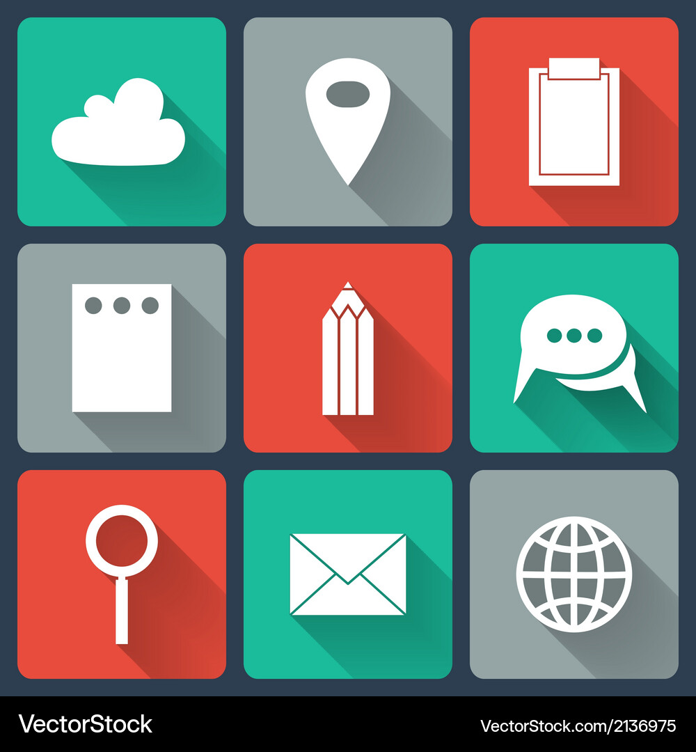 Colorful business flat icons Royalty Free Vector Image