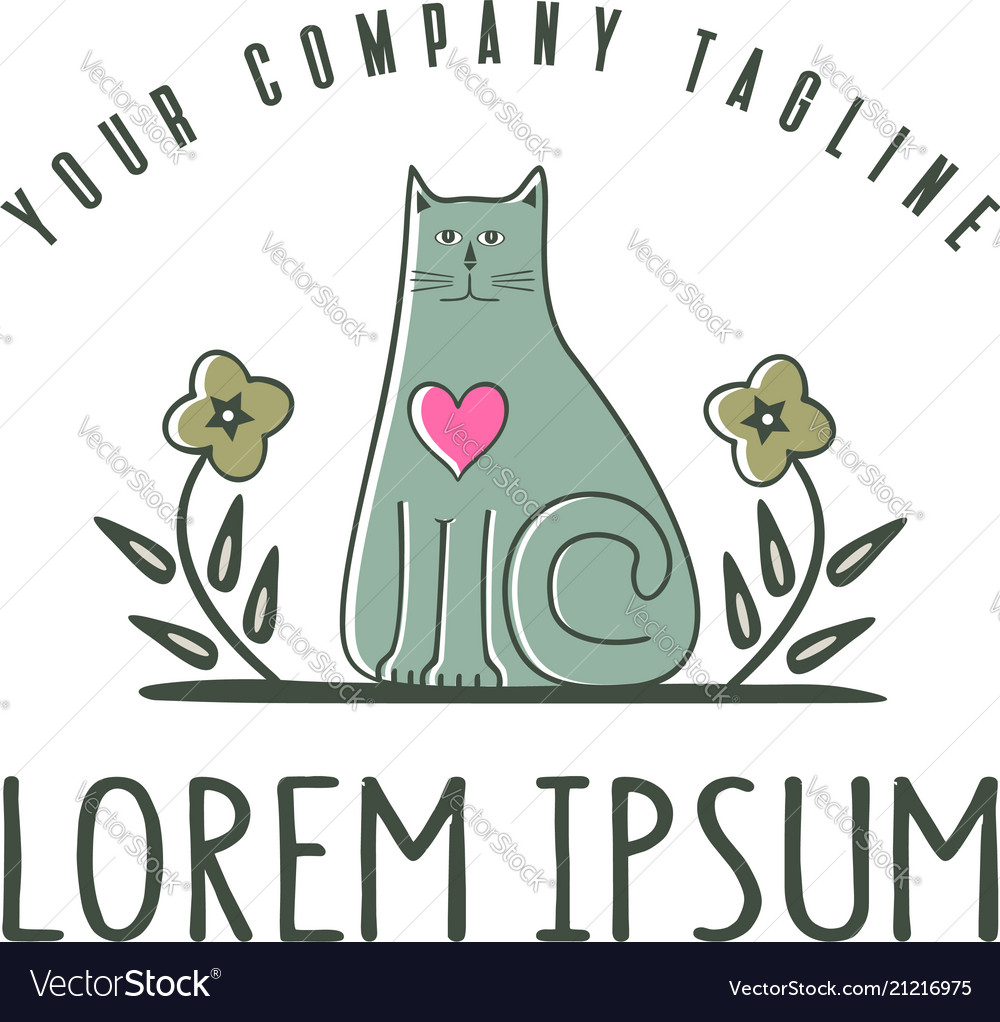 Cute cat logo pet shop design concept Royalty Free Vector