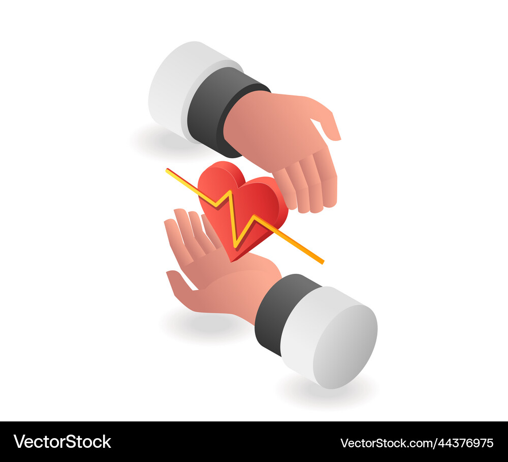 Flat isometric concept share health with heart Vector Image