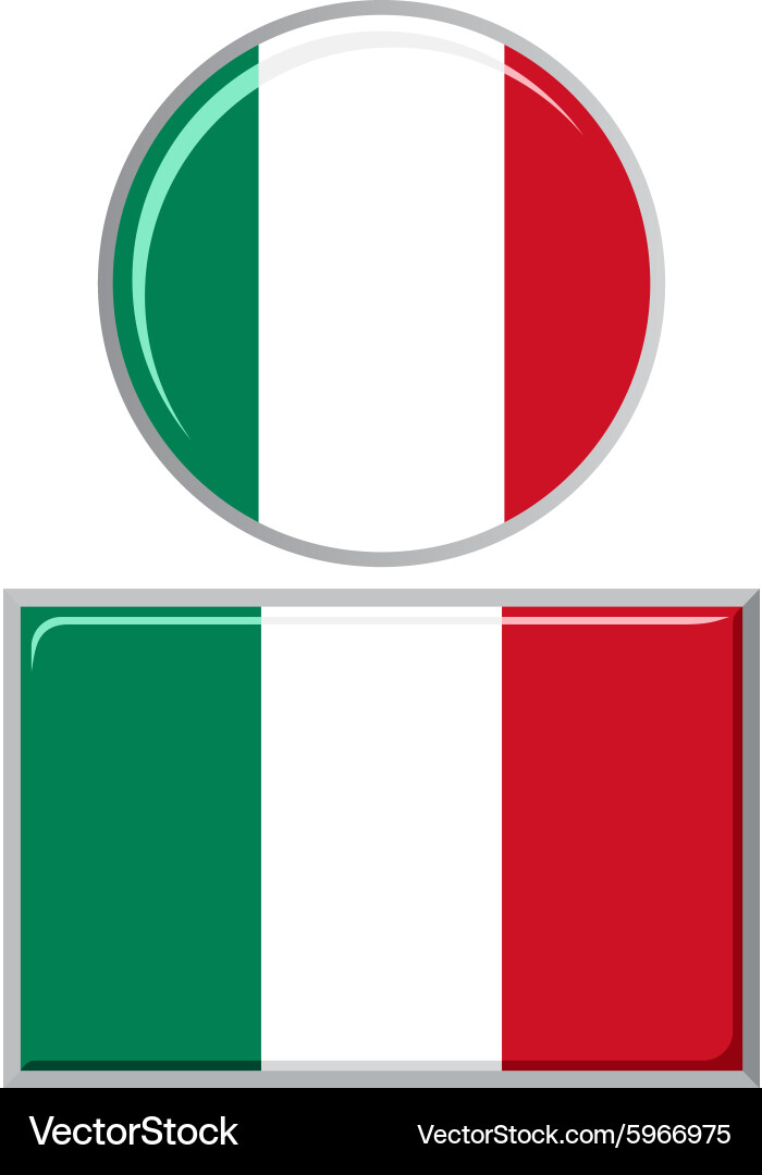Italian round and square icon flag Royalty Free Vector Image