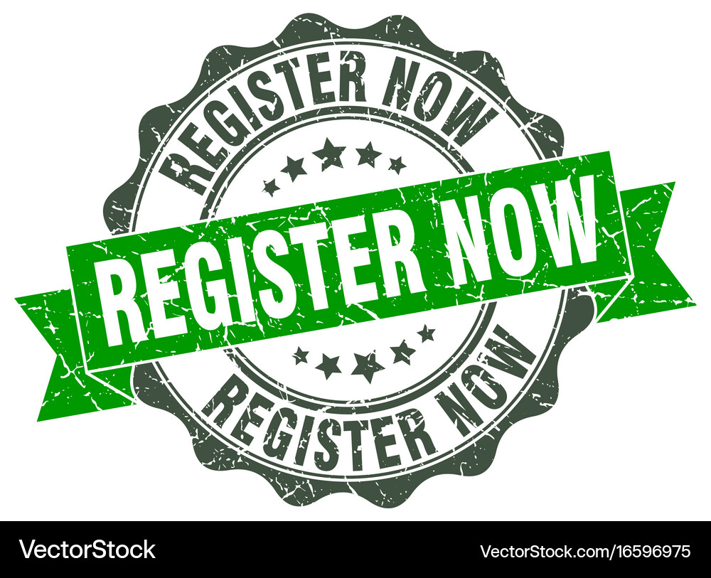 Register now stamp sign seal Royalty Free Vector Image