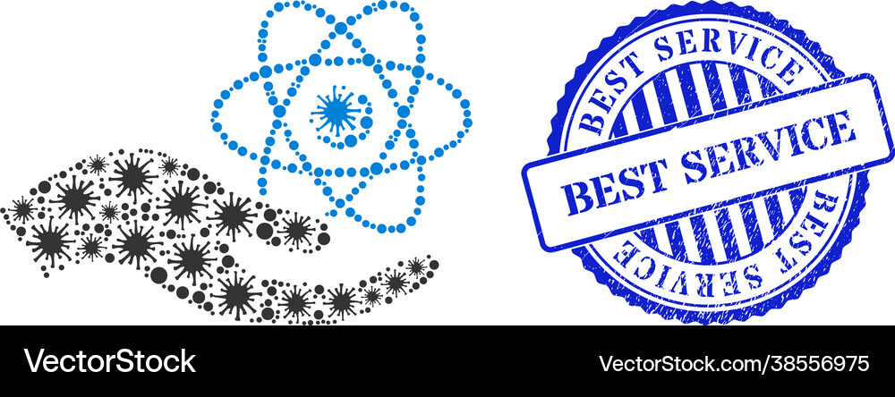 Rubber best service badge and bacilla quantum Vector Image