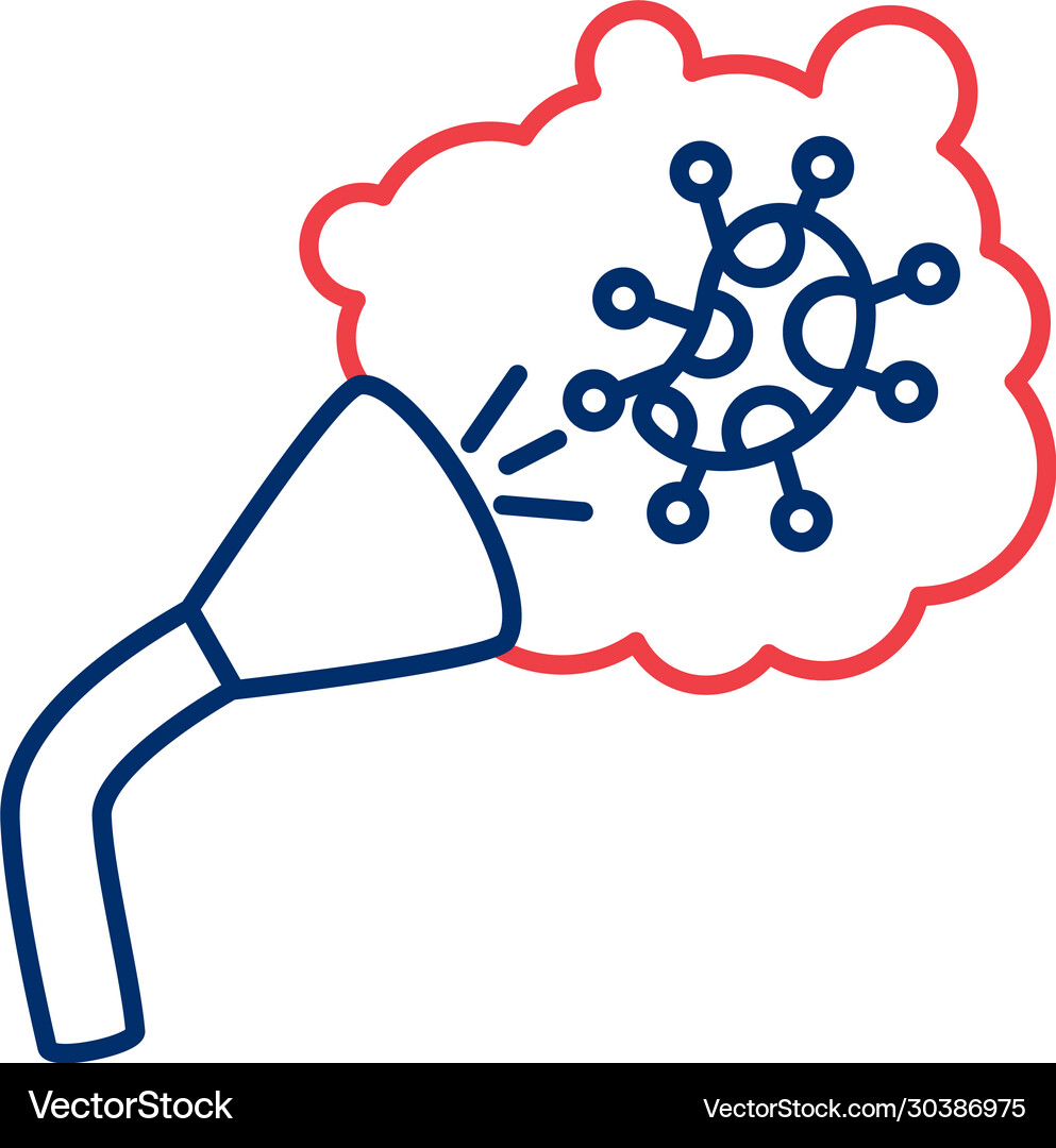 Sprayer nozzle with covid19 19 particles line Vector Image