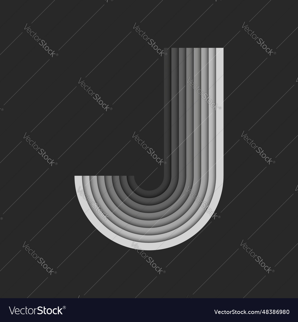 Bold letter j monogram 3d logo gray parallel Vector Image Bold letter j monogram 3d logo gray parallel Vector Image