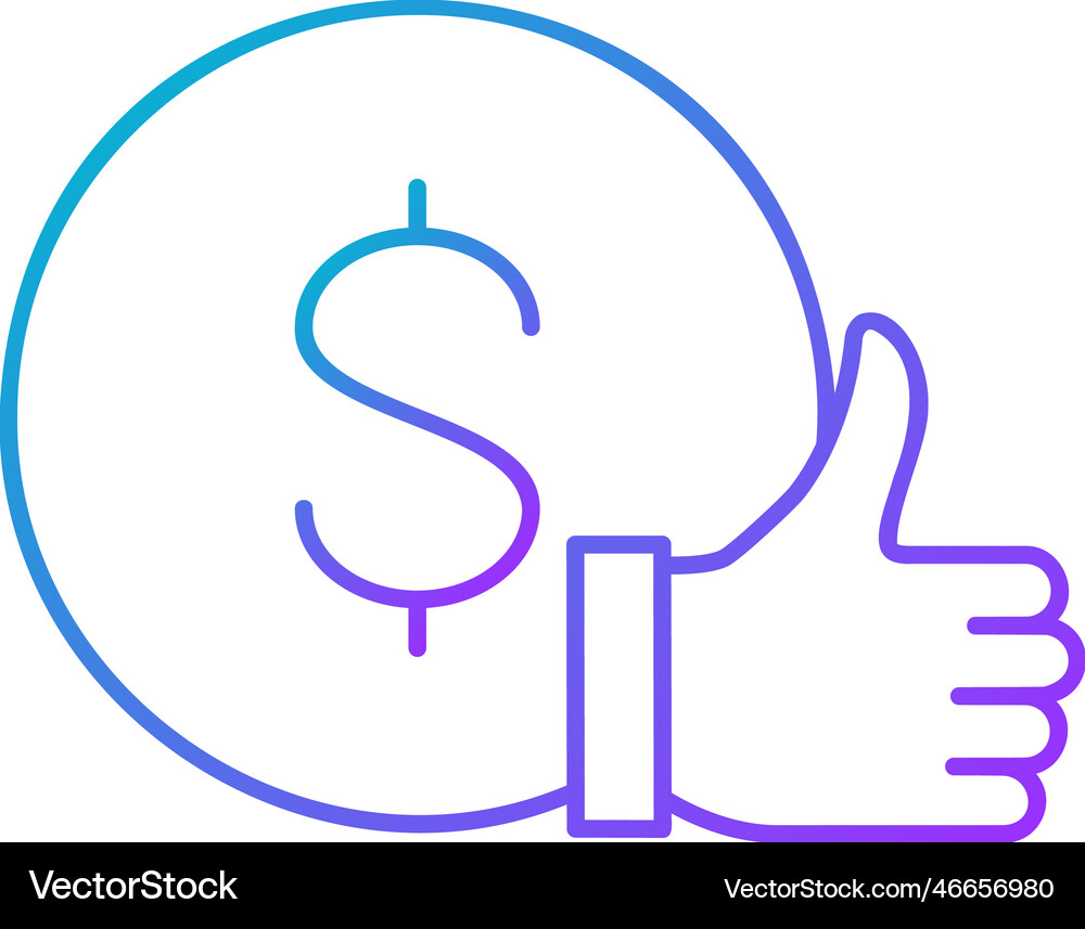 Coin with a thumb up positive feedback customer Vector Image