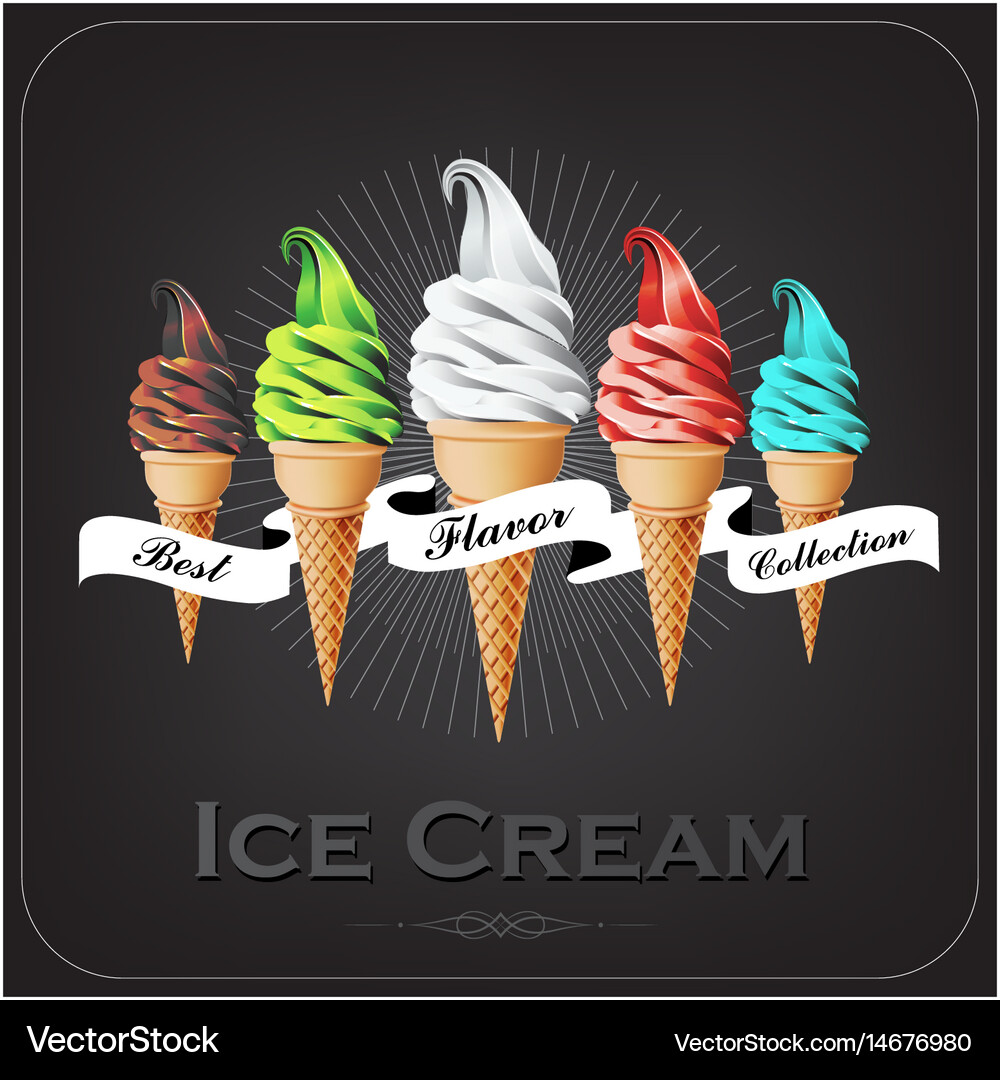 Colorful ice cream in cone different flavors Vector Image