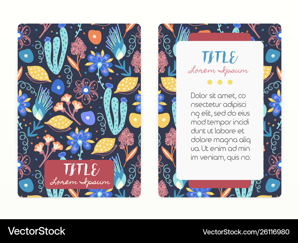 Cover design with floral pattern hand drawn Vector Image