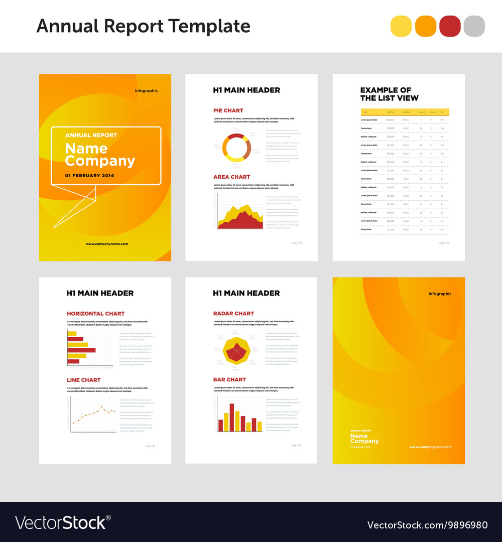 Modern Annual Report Template With Cover Design Vector Image