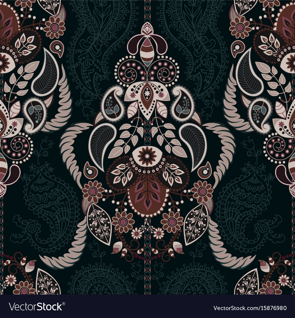Paisley Floral Seamless Pattern Indian Ornament Vector Image