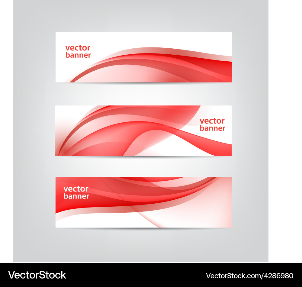 Set of wavy red banners Royalty Free Vector Image