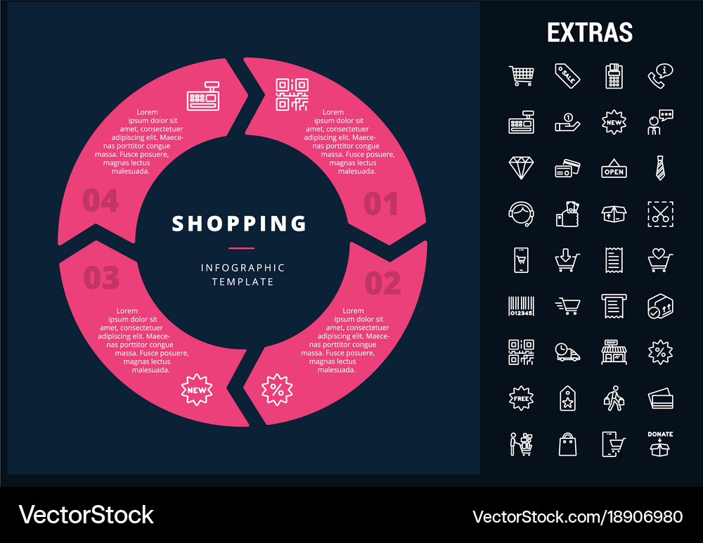 Shopping infographic template elements and icons Vector Image
