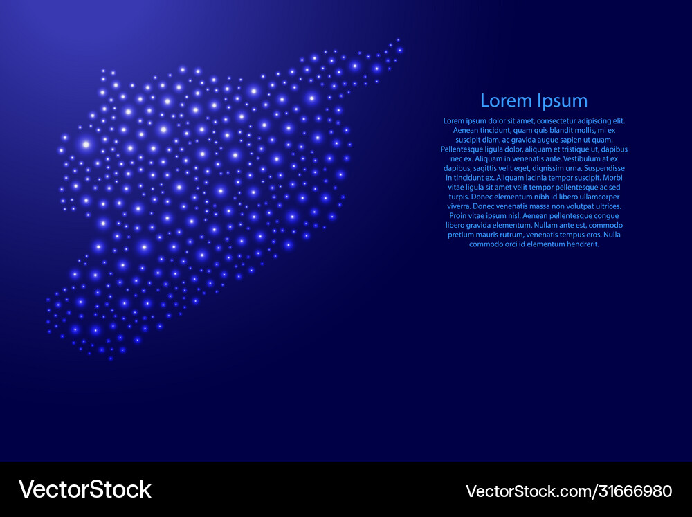 Syria map from blue and glowing space stars Vector Image