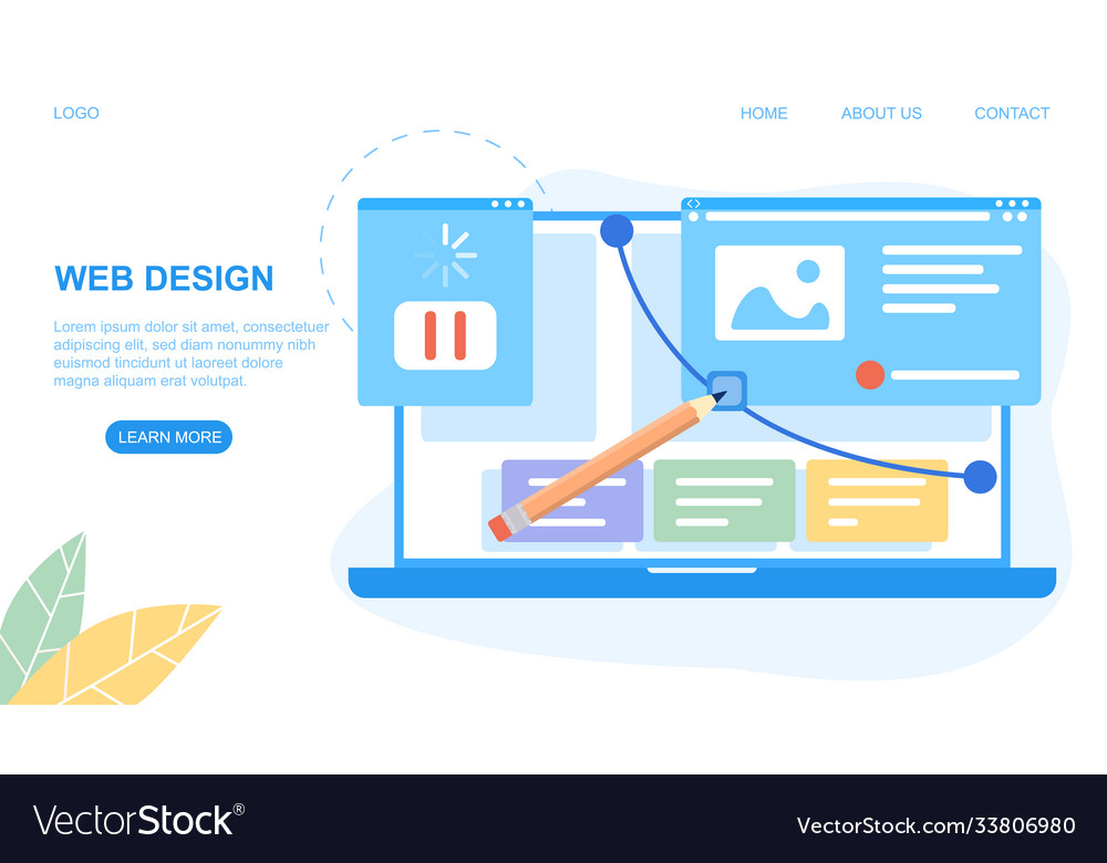 Web design concept with layouts on screen Vector Image