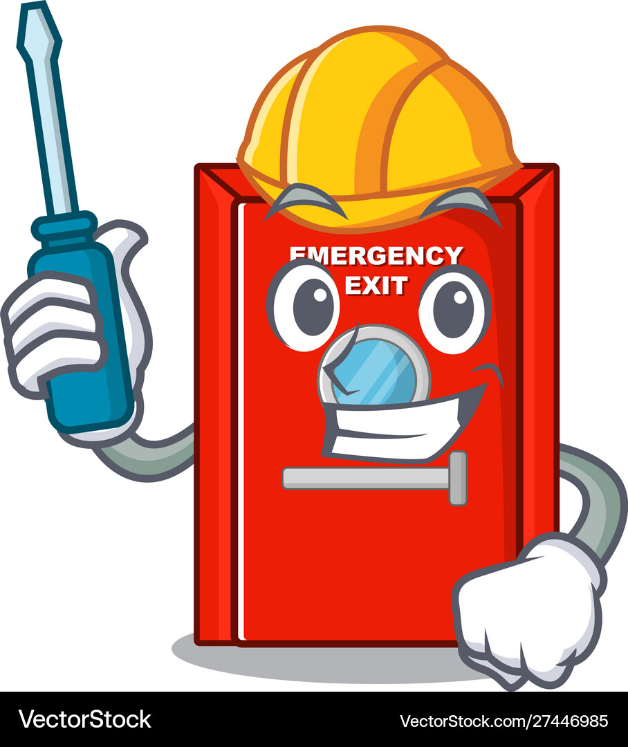 Automotive emergency exit door with cartoon shape Vector Image