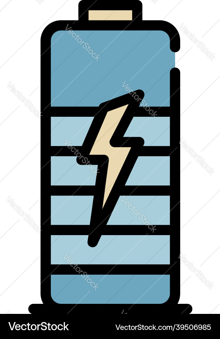 Battery with lightning icon color outline Vector Image