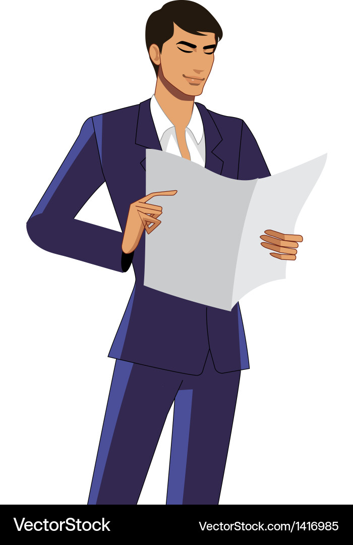 Business man holding paper Royalty Free Vector Image