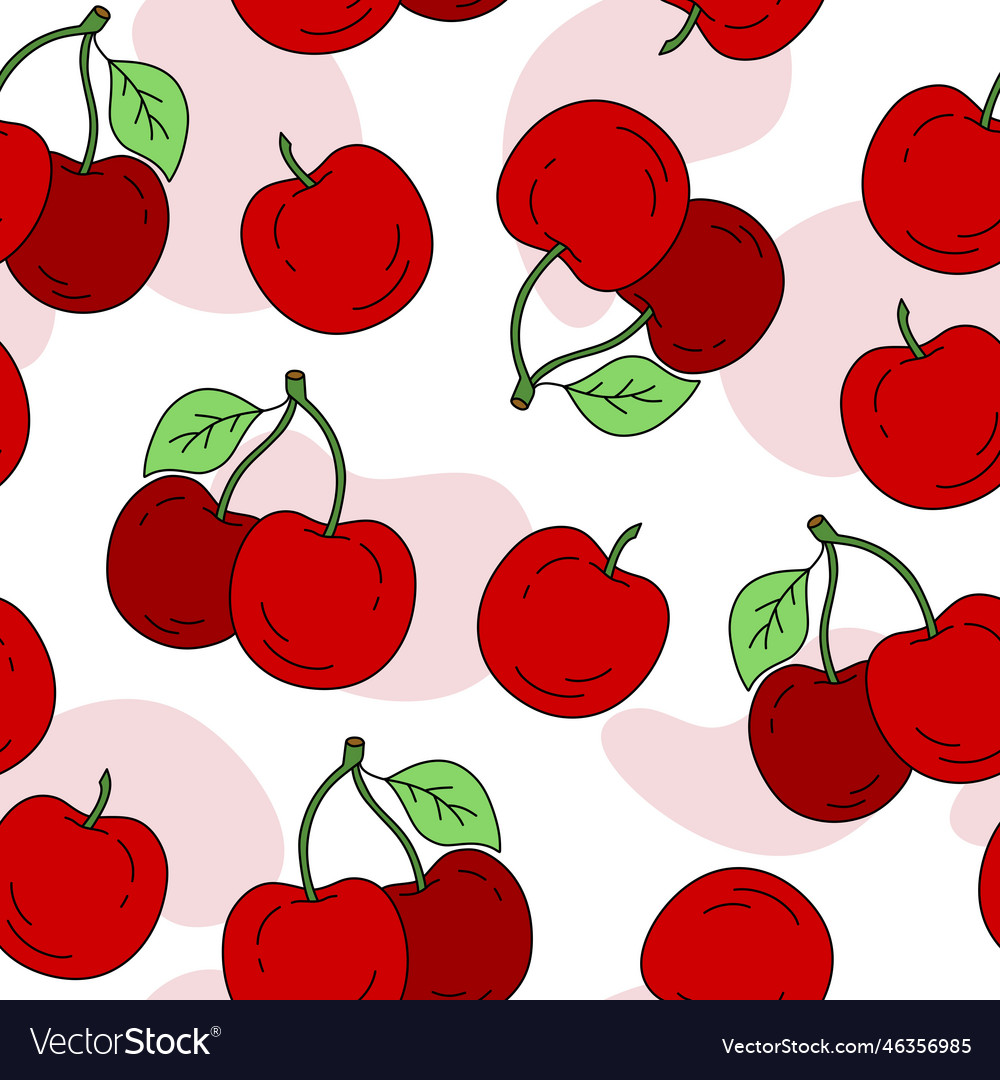 Cherry pattern seamless on white background Vector Image